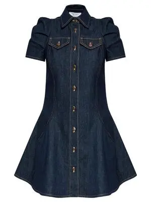 Alexander McQueen Denim Mini Dress - Navy Blue