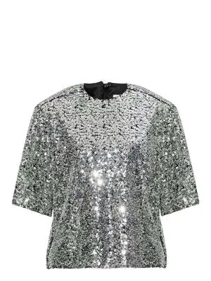 Isabel Marant Helga Sequin Top - Silver