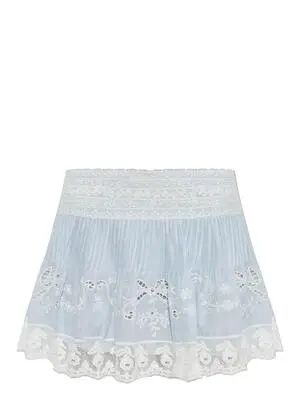 LoveShackFancy Levant Mini Skirt - Light Blue