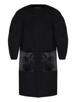 Fendi Knee-length Coat With Fur Pockets - Black