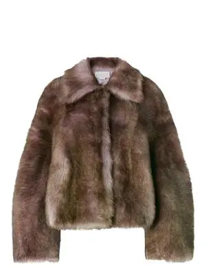 GENNY Shearling Cropped Jacket - Brown
