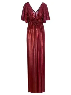 ROSERRY Pleated Floral Maxi Dress - Red