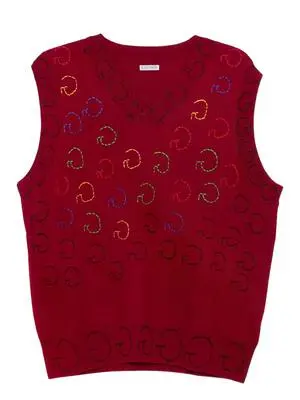 GLASS CYPRESS V-neck Sleeveless Sweater - Red