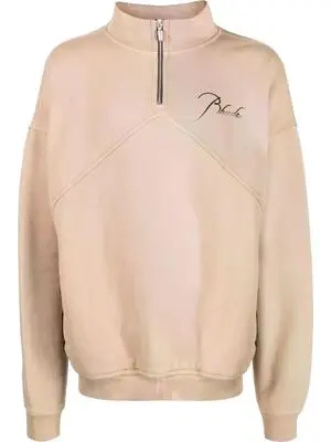 Rhude Logo-Embroidered High-Neck Sweatshirt Neutrals