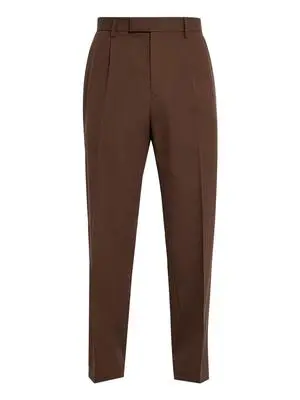 Zegna Cotton And Wool Single-Pleated Trousers Md Brw Sld