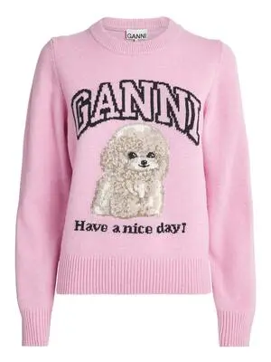 GANNI Wool-blend Poodle Sweater - Pink