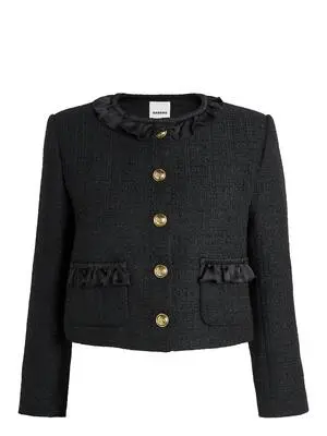SANDRO Tweed Ruffled Jacket