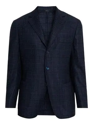 SARTORIO Wool, Silk And Cashmere Glen Plaid Sport Coat - Blue