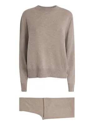 Soft Goat Cashmere Sweater And Trouser Set - Beige