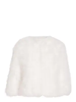 YVES SALOMON Feather Cropped Jacket - White