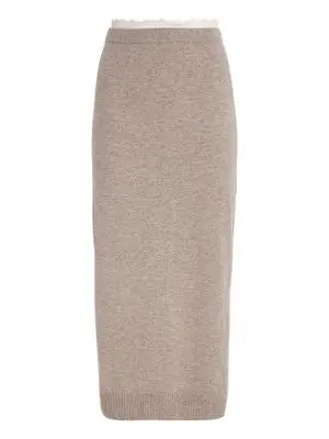 Sandro Wool-cashmere Knit Midi Skirt - Brown