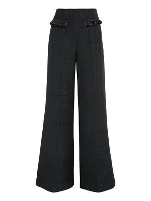Sandro Tweed Wide Leg Trousers - Black