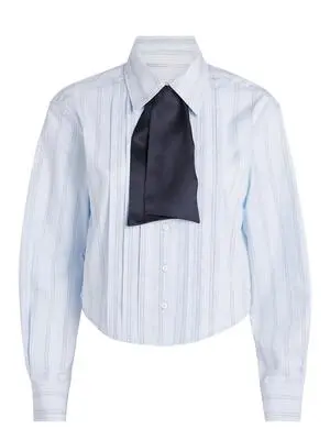 Sandro Cotton Tie-neck Shirt - Blue