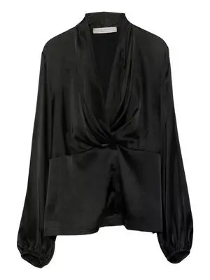 D.exterior Twisted Buttoned Blouse - Black