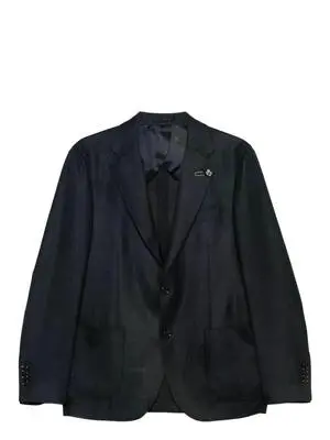 LARDINI Button Virgin Wool Blazer - Blue