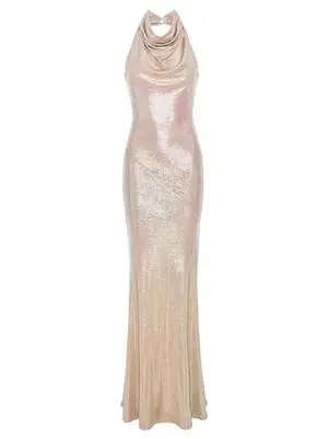 ROSERRY Capri Cowl-Neck Maxi Dress Gold