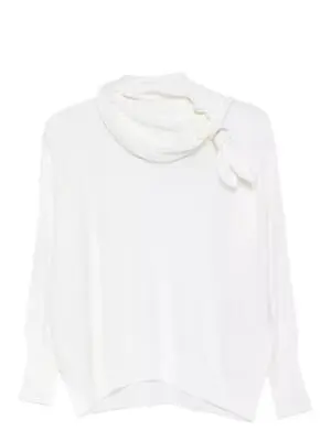 D.exterior Tie Neck Blouse - White