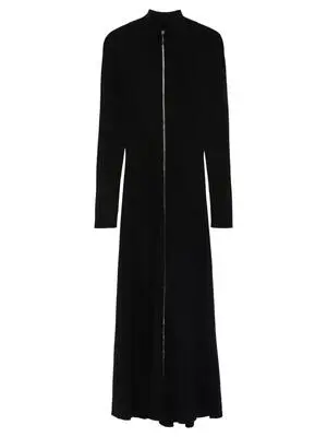 Eric Bompard High-neck Zip-front Midi Dress - Black