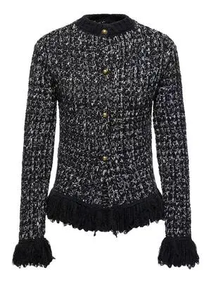 Moncler Fringed Button Cardigan - Black
