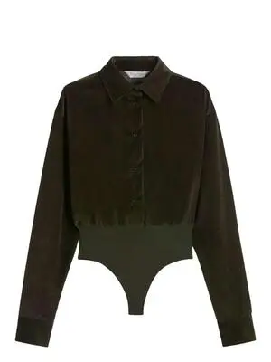 Max Mara Velvet Shirt Bodysuit - Green