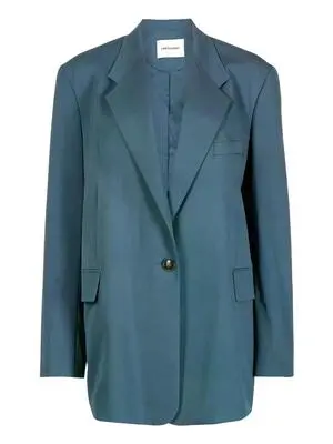 LOW CLASSIC Oversized Padded Shoulder Blazer - Blue