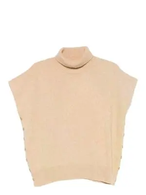 A TENTATIVE ATELIER Roll-neck Short Sleeve Sweater - Neutrals