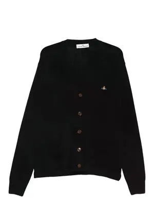 VIVIENNE WESTWOOD Logo-embroidered Patch-pocket Cardigan - Black