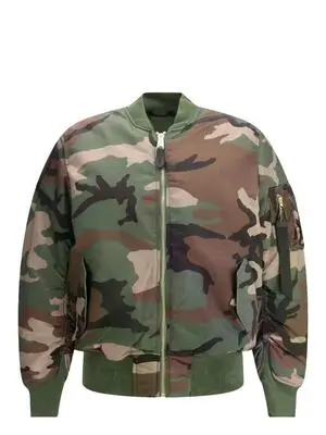 Alpha Industries Camouflage Utility Pocket Bomber Jacket - Green