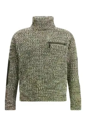 Moncler Zip Pocket Elbow Patch Sweater - Green