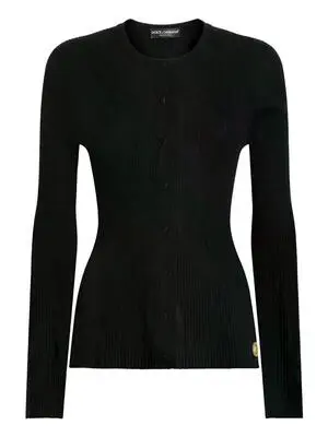 Dolce & Gabbana Ribbed Button-up Cardigan - Black