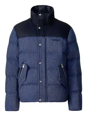 Mackage Down-Filled Denim Jacket With Stand Collar Medium Denim