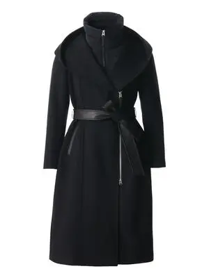 Mackage Double-face Wool Coat With Removable Bib - Black