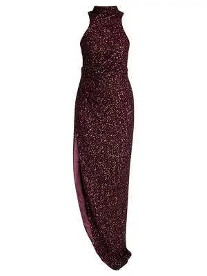 Balmain Sequined Halterneck Dress - 5dr Violet