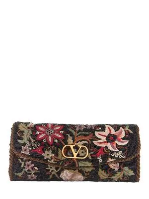 Valentino Garavani Vain Floral Beaded Shoulder Bag - Brown Multi