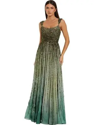 Mac Duggal Sequin A-line Ombre Gown - Patina Green
