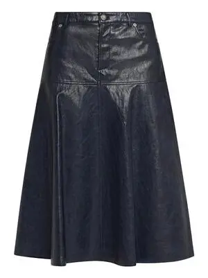 Kobi Halperin Rhea Circle-cut Faux Leather Midi Skirt - Navy