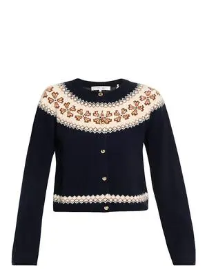 FRAME Cashmere Fairisle Cardigan - Navy