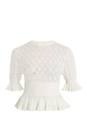 Chloé Pointelle Peplum Sweater - Iconic Milk