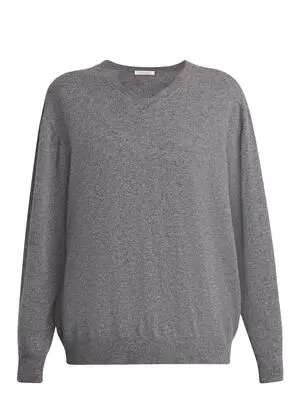 THE ROW Ligeia V-neck Cashmere Sweater - Gray