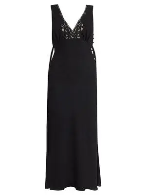 Chloé Silk Jacquard And Lace Sleeveless Column Dress - Black