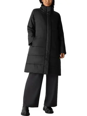 Eileen Fisher High Collar Puffer Coat - Black