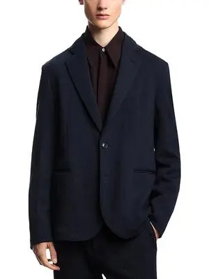 Emporio Armani Jacquard Jersey Regular Fit Blazer - Solid Blue