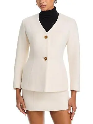 French Connection Textured Boiled Wool Jacket - Porcelain Cream