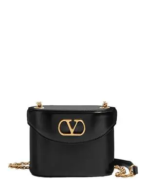 Valentino Garavani Vain Vlogo Convertible Vanity Bucket Bag - Black Shiny Calfskin