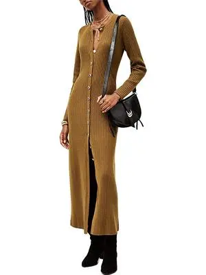 Ba&sh Anisa Button-Front Midi Dress Brown