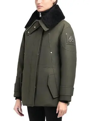 Moose Knuckles Aurora Shearling-trimmed Down Jacket - Dark Olive