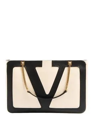 Valentino Garavani Viva Superstar Medium Shopping Shoulder Bag - Butter/black