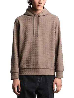 Emporio Armani Allover Eagle Jacquard Motif Hooded Sweatshirt - Tan