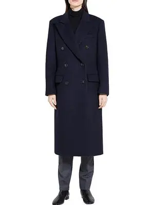 Theory Double-breasted Peak Lapel Coat - Baltic