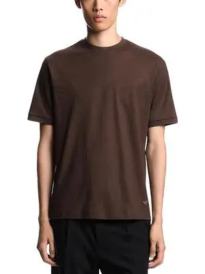 Emporio Armani Jacquard Cotton Jersey Tee - Solid Dark